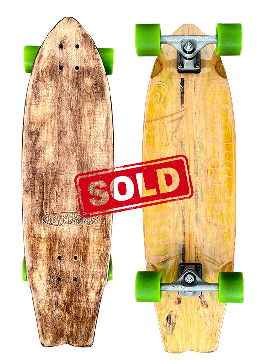 Gravity 32" Retro Fish Tail Longboard Skateboard Complete - Refurbishe